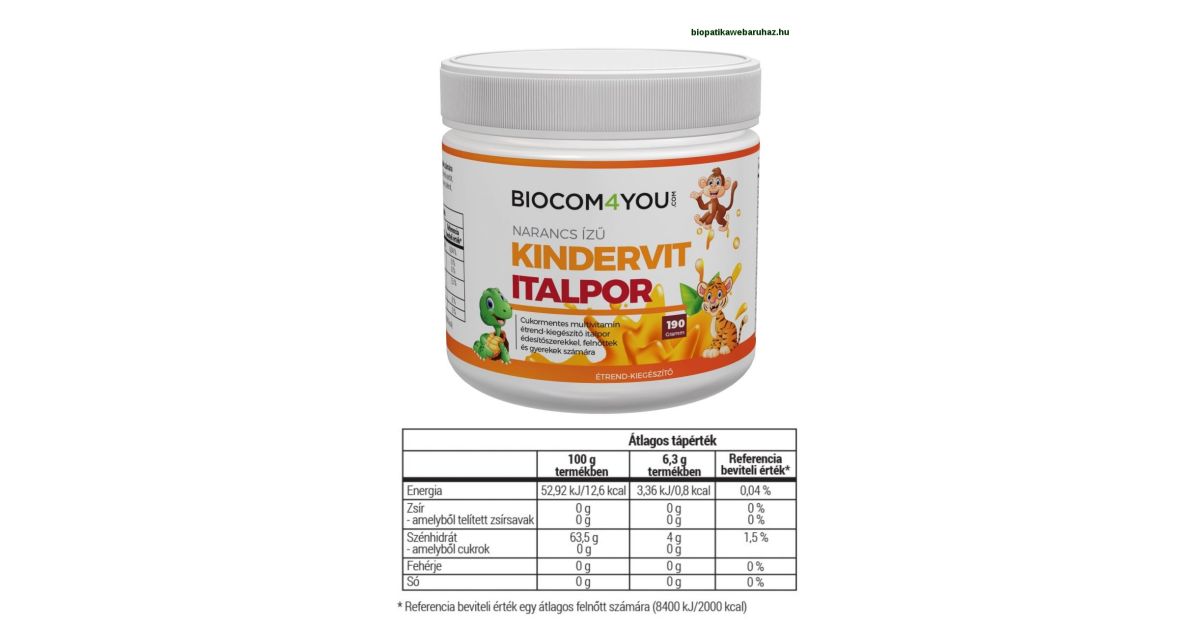 Kindervit - narancsízű italpor - biocom 4you